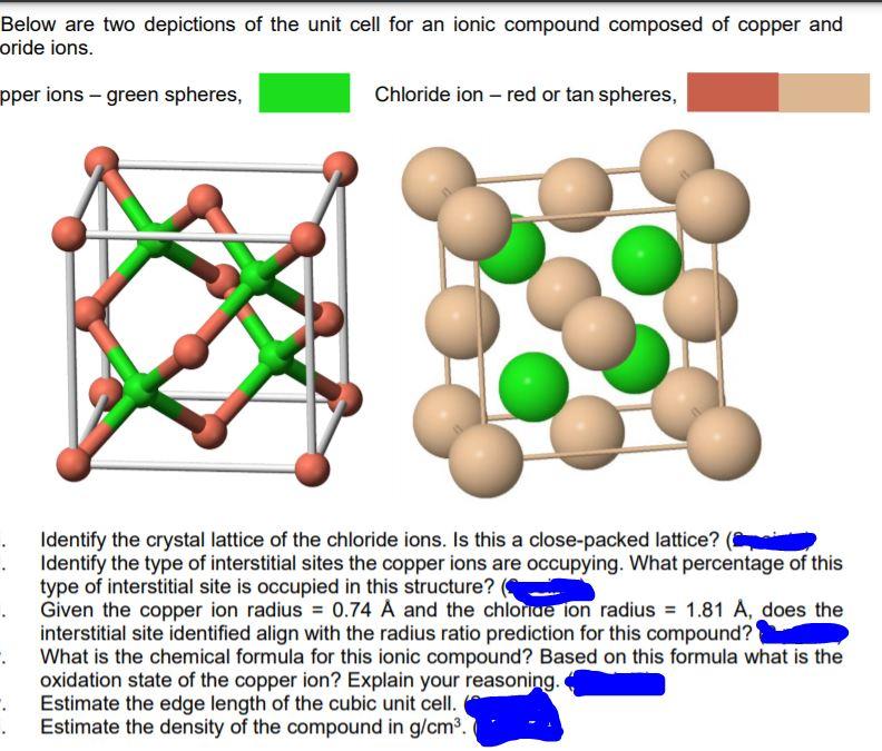 Solved Below are two depictions of the unit cell for an | Chegg.com
