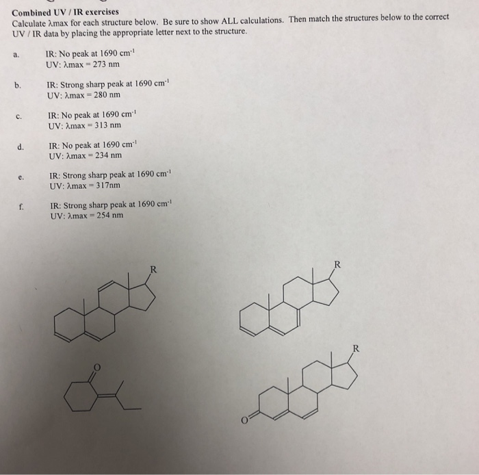Solved Combined UV/IR exercises Calculate λmax for each | Chegg.com