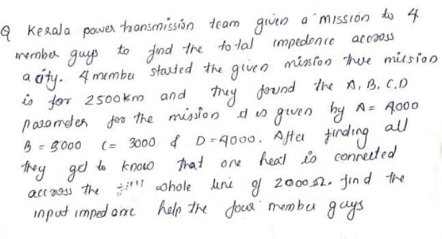 Solved a kesala power transmission team given a mission to 4 | Chegg.com