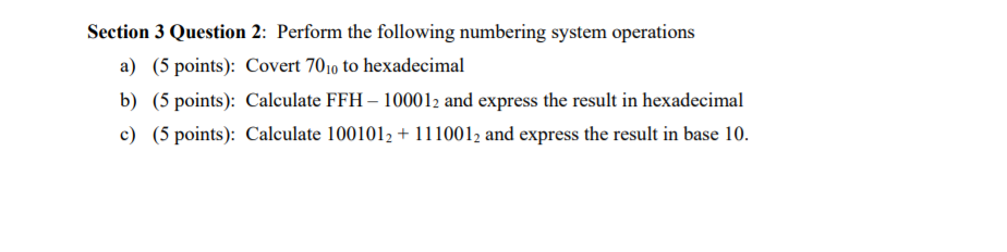 Solved Section 3 Question 2: Perform the following numbering | Chegg.com