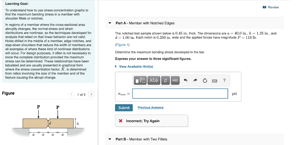 Solved Review Part A - Member with Notched Edges The notched | Chegg.com