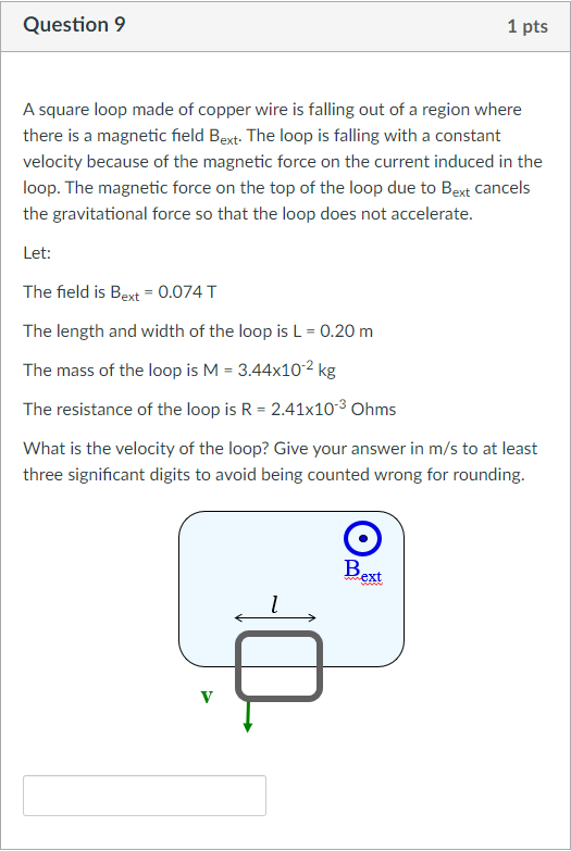 Solved Question 91 ﻿ptsA square loop made of copper wire is | Chegg.com