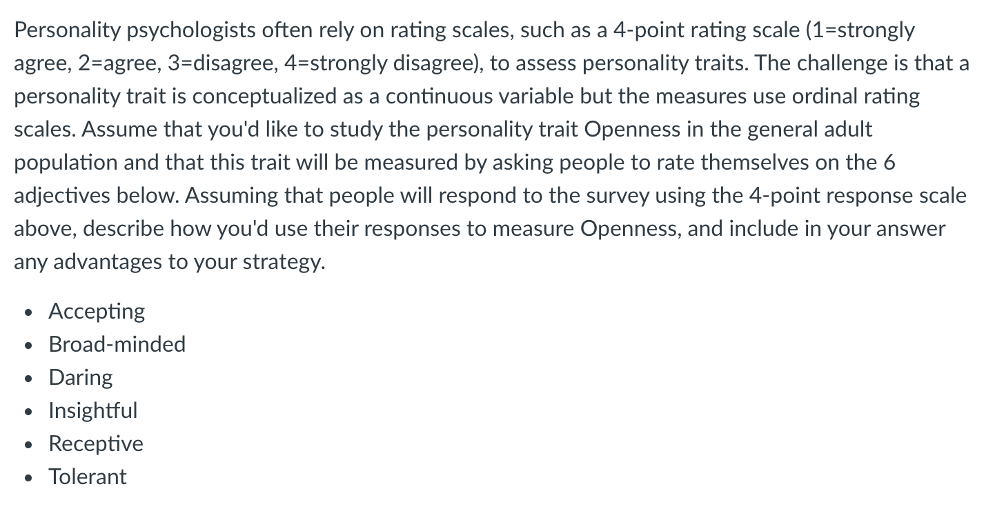 Solved Personality psychologists often rely on rating | Chegg.com