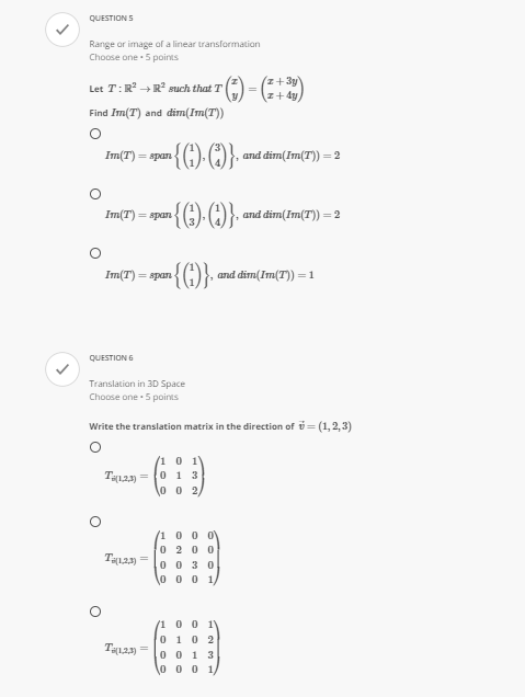 Solved QUESTION 1 Select the mappings that are linear | Chegg.com
