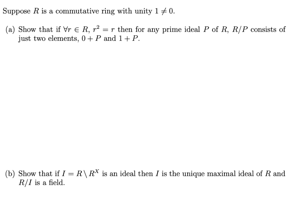 Suppose R is a commutative ring with unity 1 +0. (a) | Chegg.com