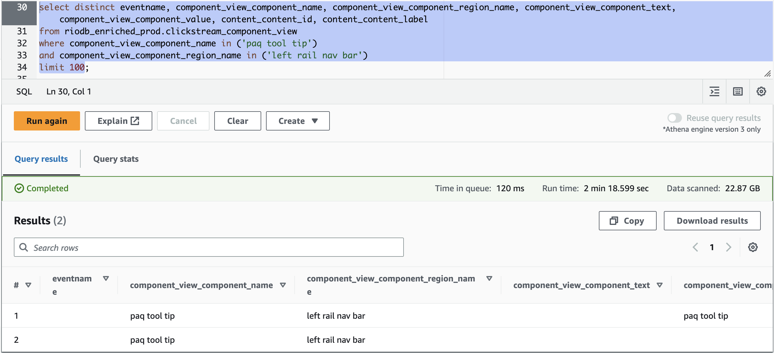 Solved 30 select distinct eventname, | Chegg.com