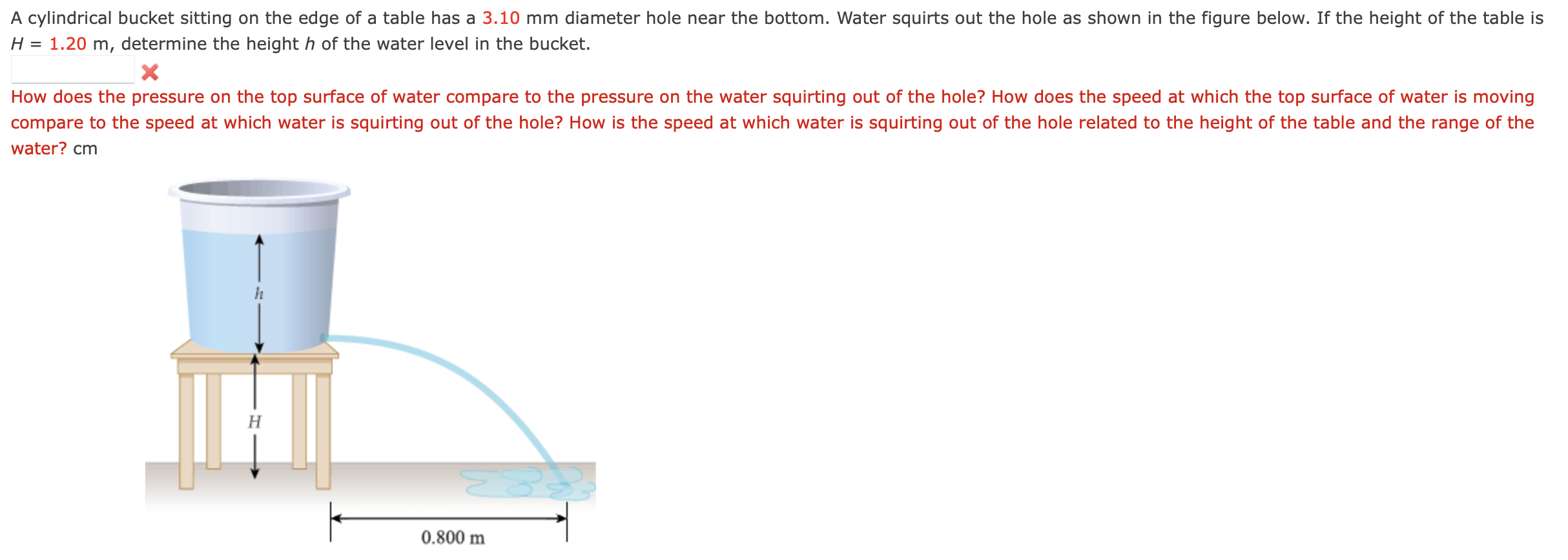 Solved A cylindrical bucket sitting on the edge of a table | Chegg.com