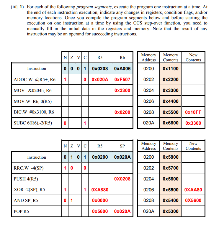 Solved 10 1 For Each Of The Following Program Segments 