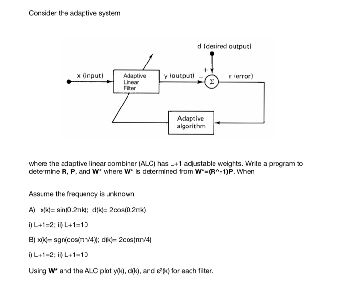 Consider the adaptive system d (desired output) x | Chegg.com