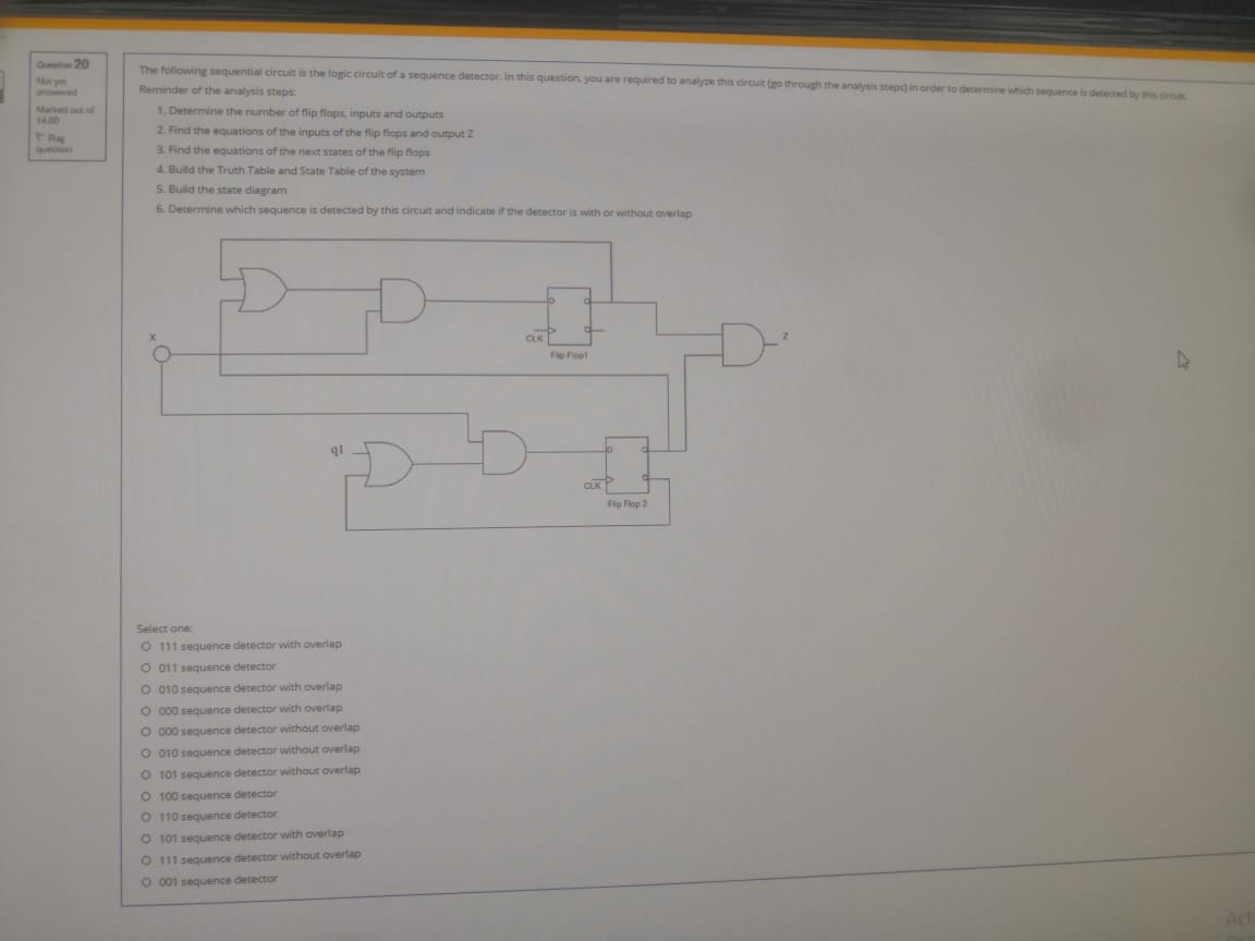 Solved 20 The following sequential circuit is the logic | Chegg.com