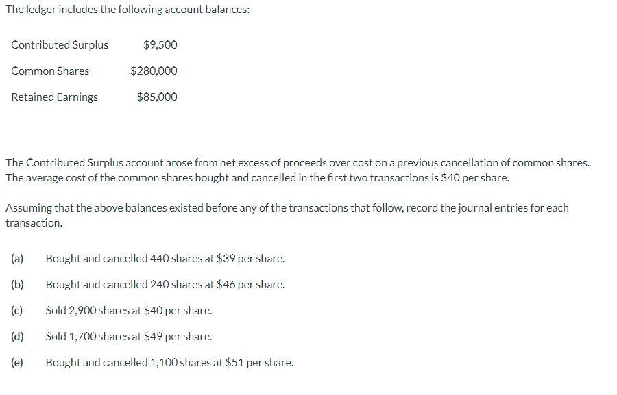 Solved The ledger includes the following account balances: | Chegg.com
