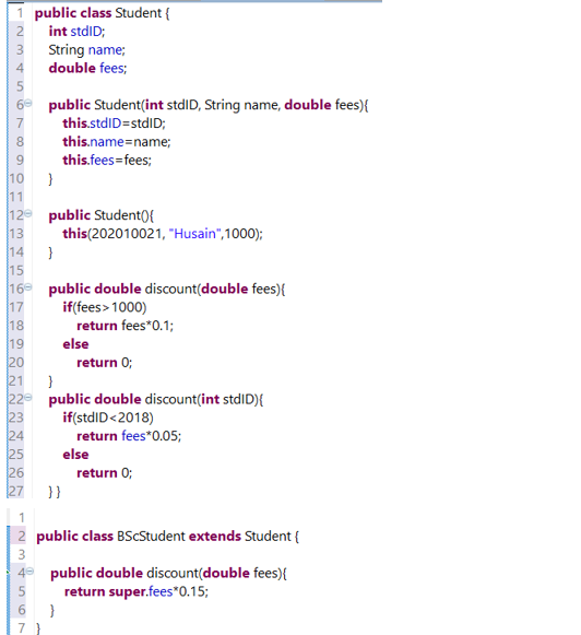 Solved 1 public class Student { int stdID; 3 String name: | Chegg.com