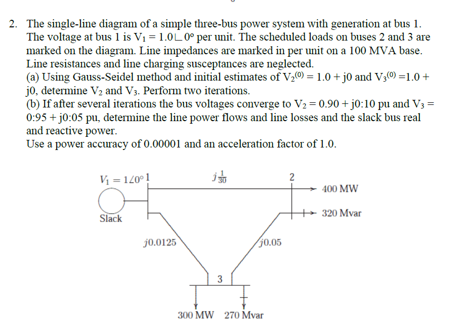 Solved 2. The single-line diagram of a simple three-bus | Chegg.com