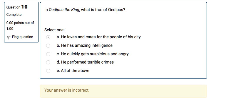 Question 10 In Oedipus the King, what is true of | Chegg.com
