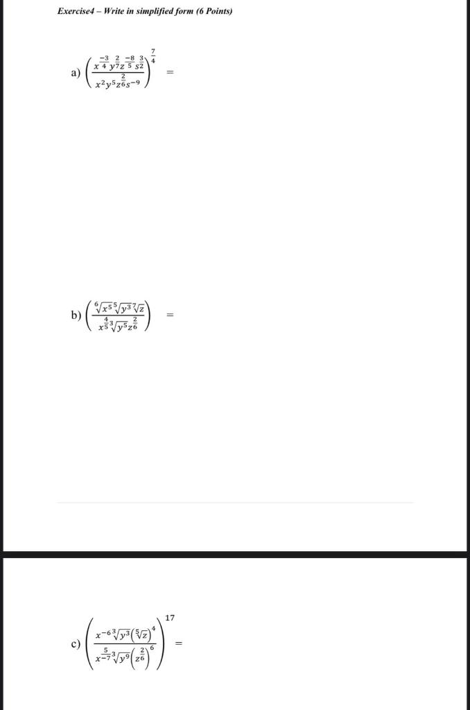 Solved Exercise4 - Write in simplified form (6 Points) a) | Chegg.com