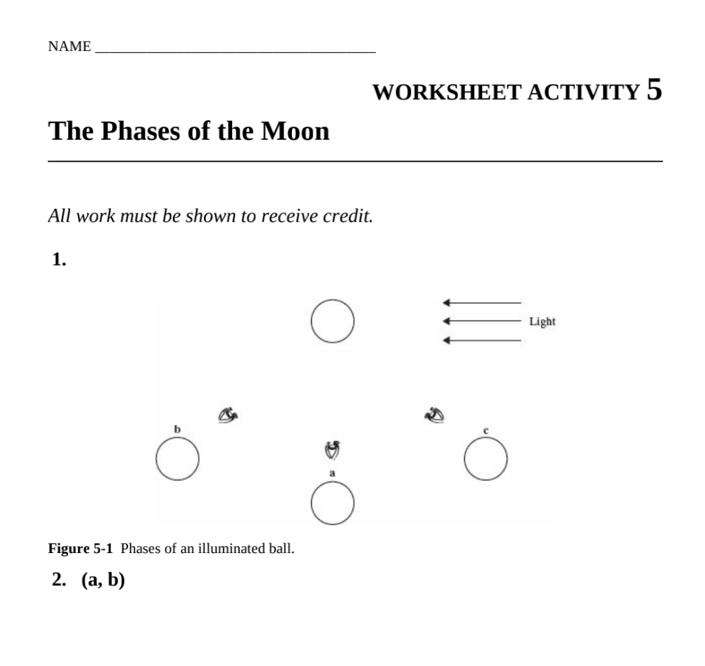 Solved ACTIVITY 5 The Phases of the Moon Observing the Moon | Chegg.com