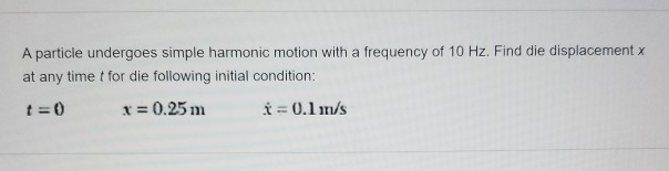 Solved A particle undergoes simple harmonic motion with a | Chegg.com