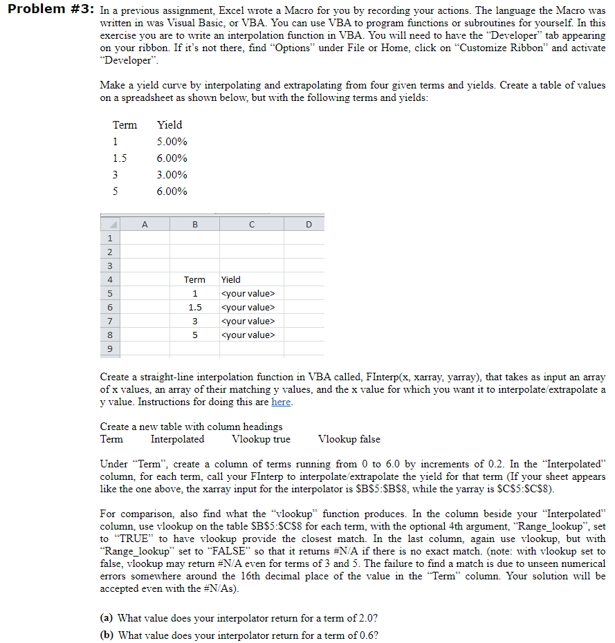 Problem #3: In a previous assignment, Excel wrote a | Chegg.com