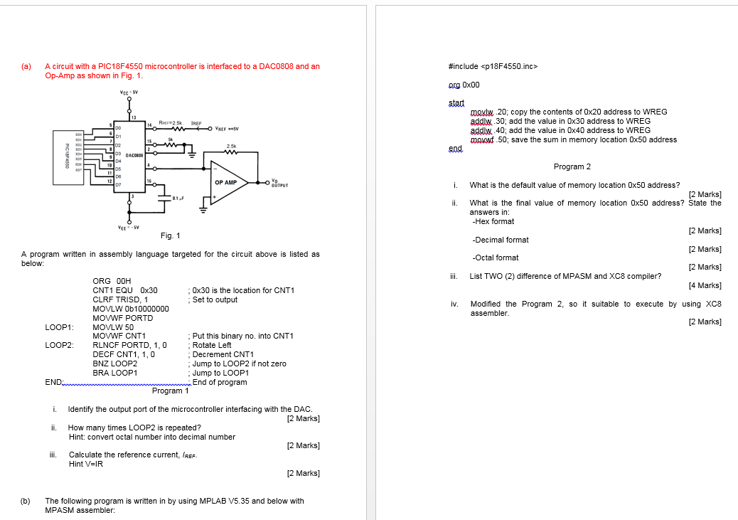 (a) A circuit with a PIC18F4550 microcontroller is | Chegg.com