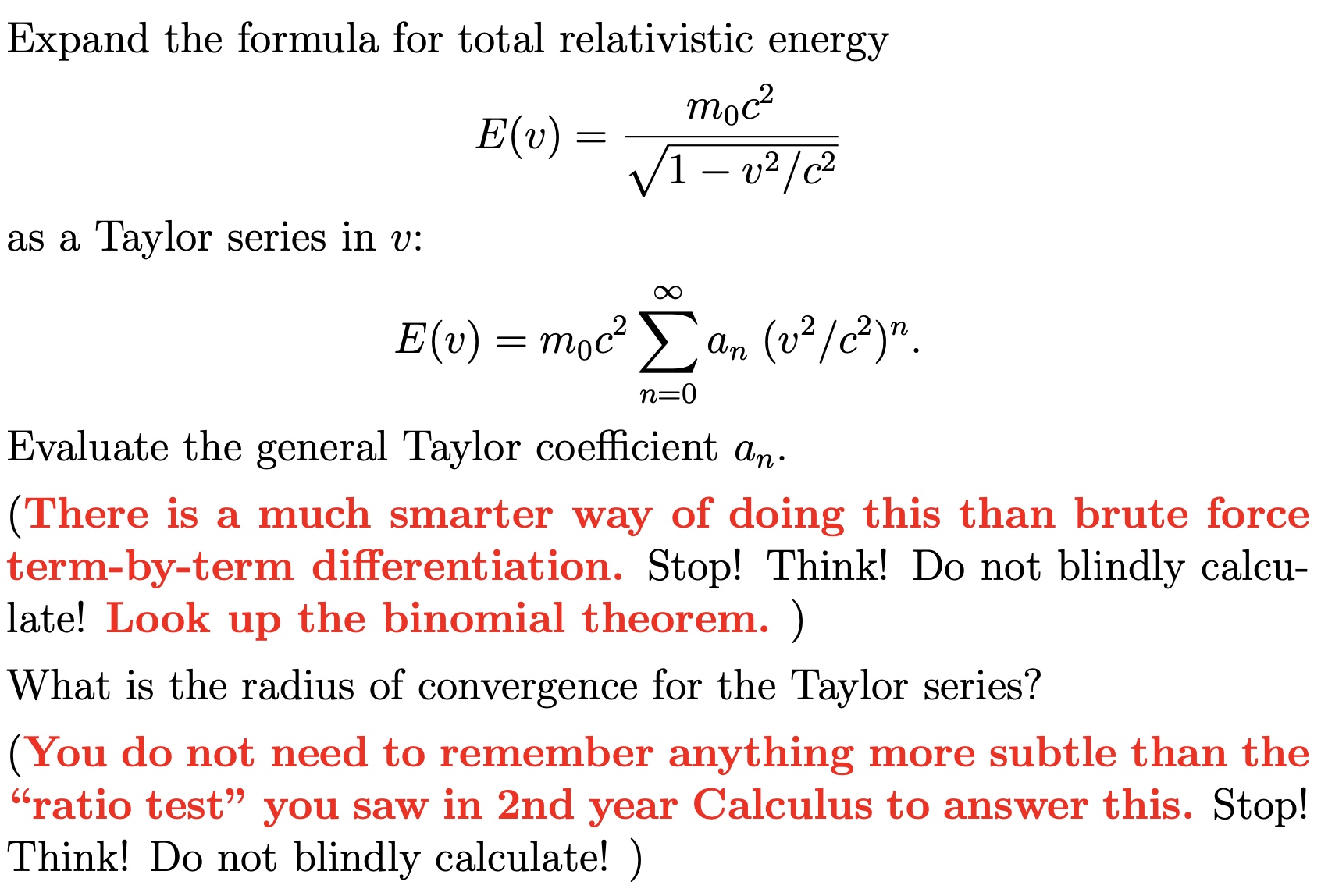 Solved Expand the formula for total relativistic energy | Chegg.com
