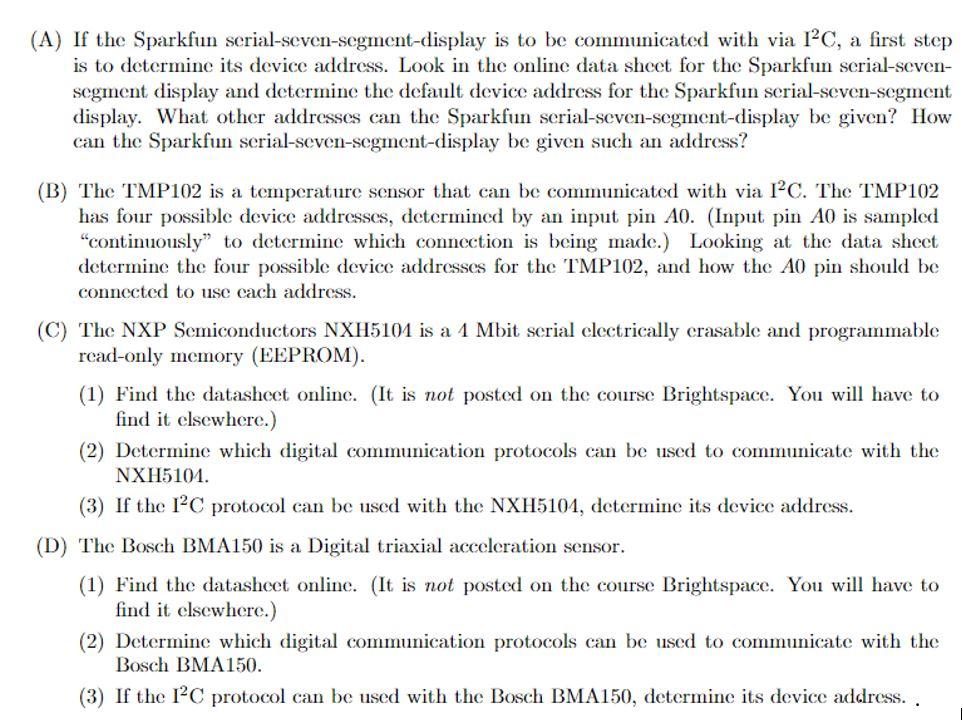 (A) If the Sparkfun serial-seven-segment-display is | Chegg.com