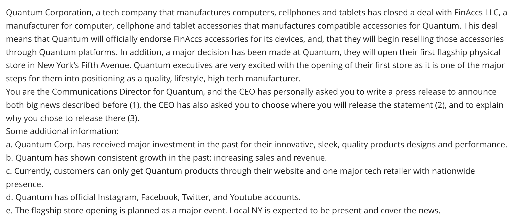 Solved Quantum Corporation, a tech company that manufactures | Chegg.com