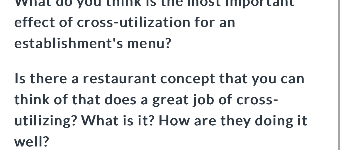 Solved effect of cross-utilization for anestablishment's | Chegg.com