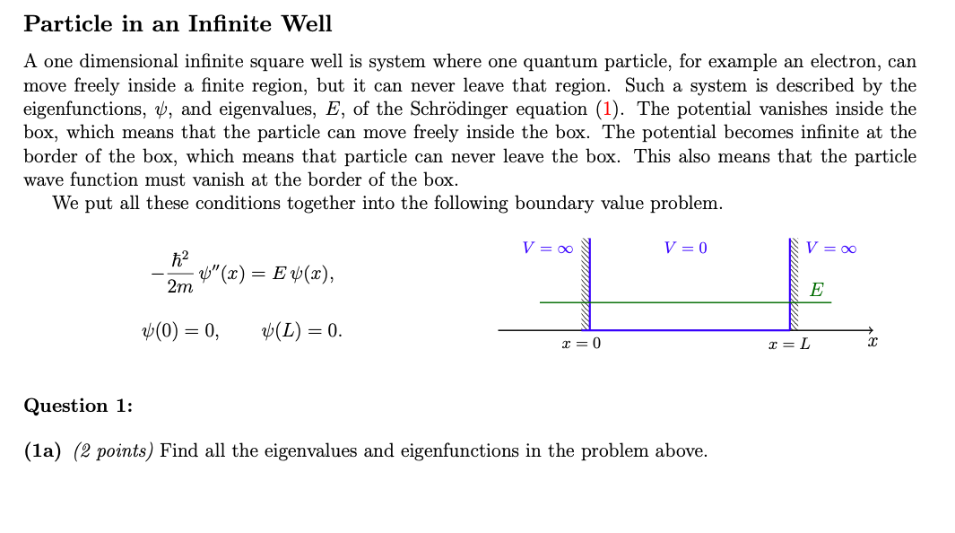 Solved Particle in an Infinite Well A one dimensional | Chegg.com