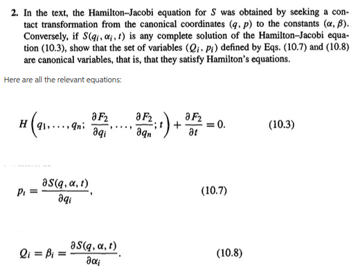 Solved 2. In the text, the Hamilton-Jacobi equation for S | Chegg.com