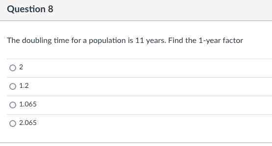 Solved The doubling time for a population is 11 years. Find | Chegg.com
