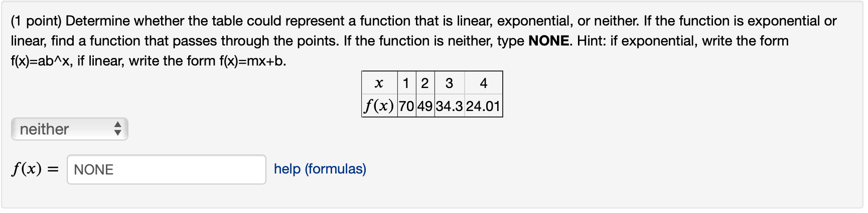 Solved 1 Point Determine Whether The Table Could Represent 0196