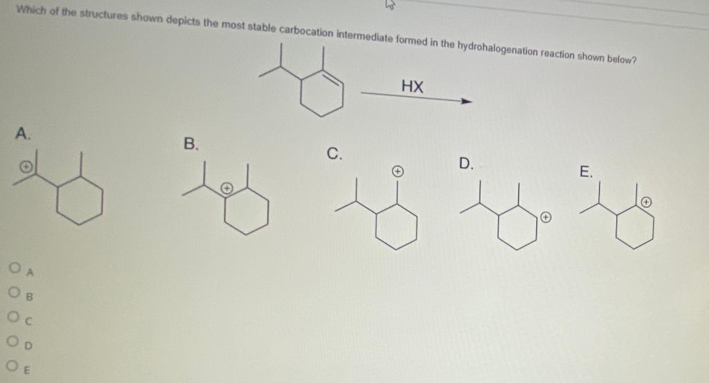 Solved Which of the structures shown depicts the most stable | Chegg.com