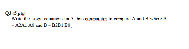 Q3 (5 pts) Write the Logic equations for 3 -bits | Chegg.com
