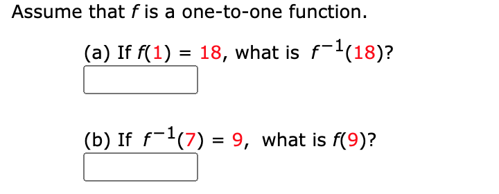 Solved Assume that f is a one-to-one function. (a) If f(1) = | Chegg.com