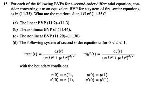 Solved 15 For Each Of The Following Bvps For A Second Order