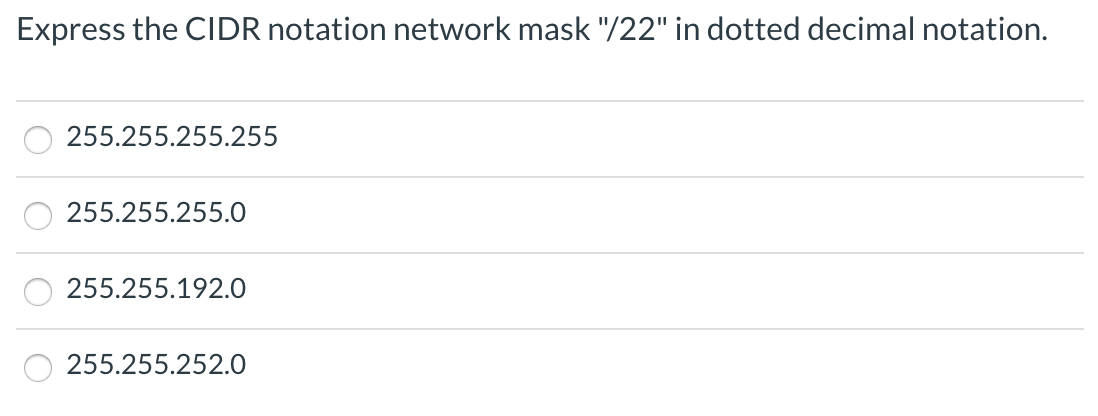 Solved Express The Cidr Notation Network Mask 22 In