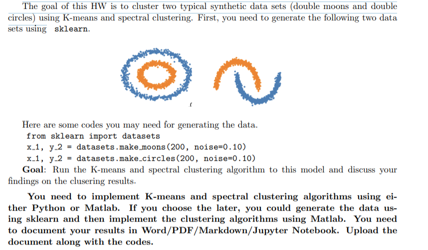 The goal of this HW is to cluster two typical | Chegg.com