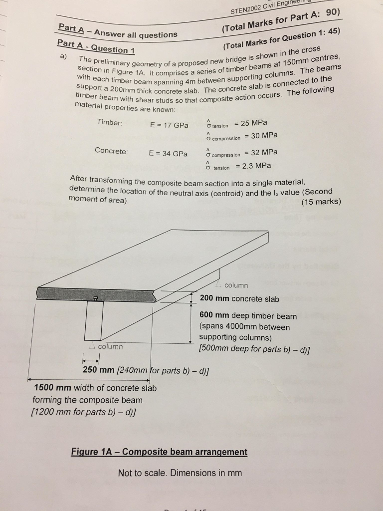 Solved STEN2002 Civil Engineering (Total Marks for Part A: | Chegg.com