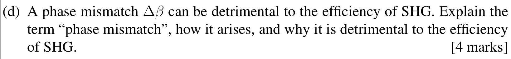 Solved (d) A phase mismatch AB can be detrimental to the | Chegg.com