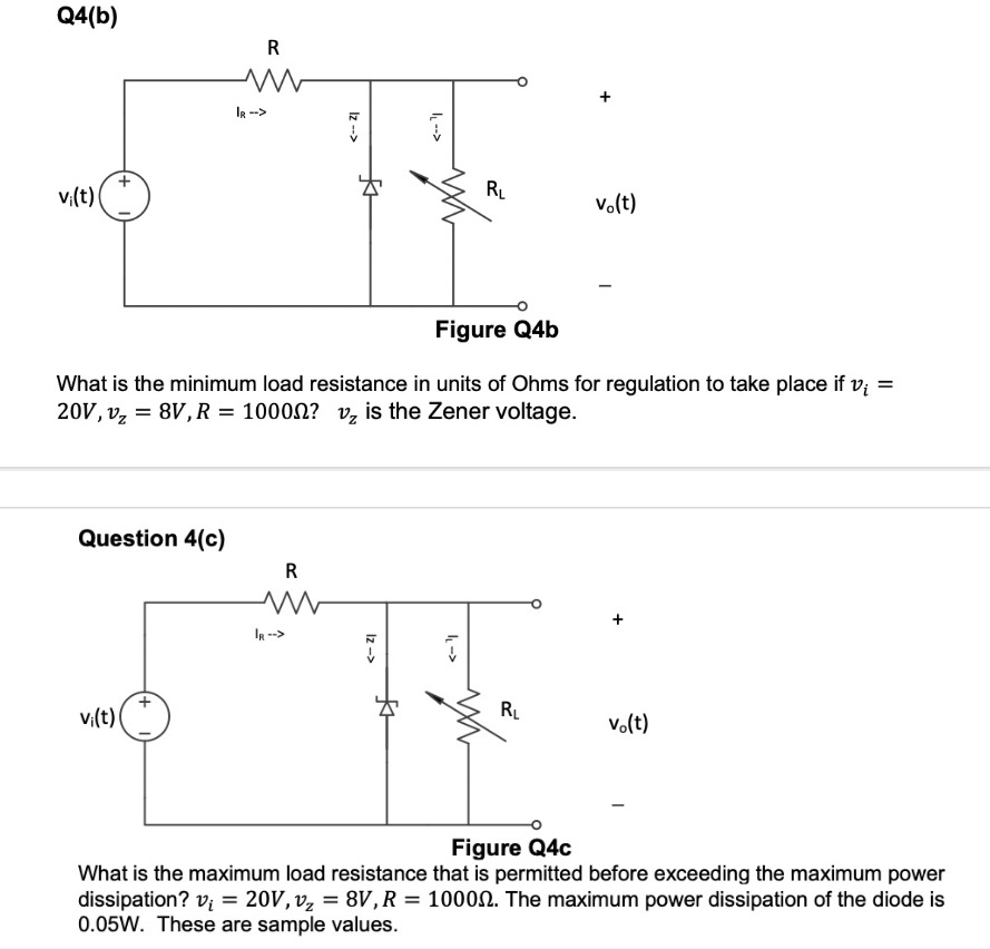 Solved Q4(b)t)What is the minimum load resistance in units | Chegg.com
