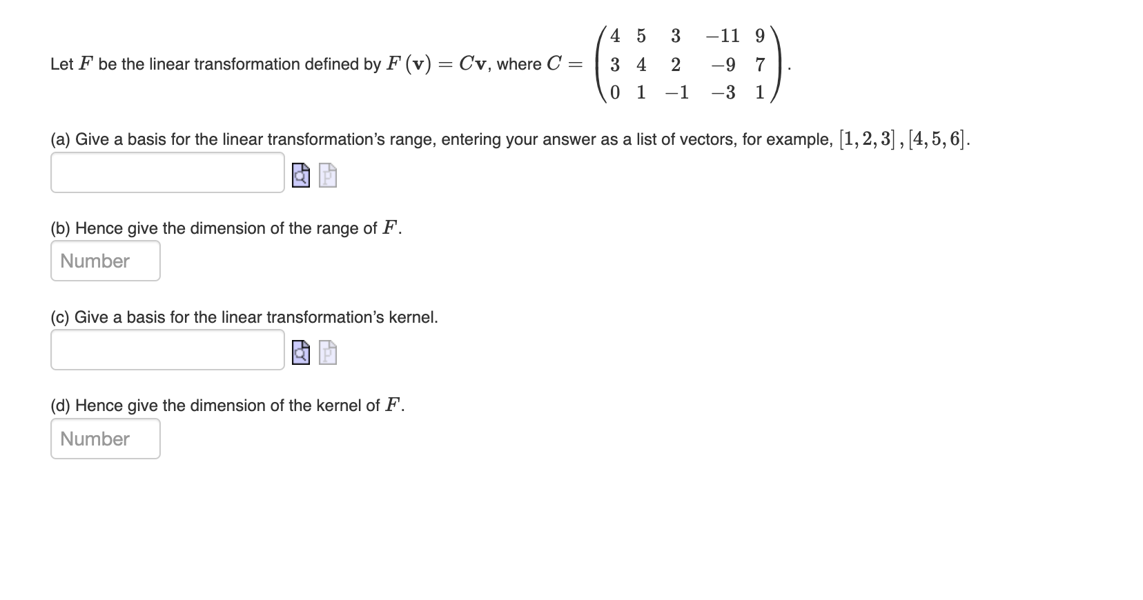 Solved Let F be the linear transformation defined by | Chegg.com