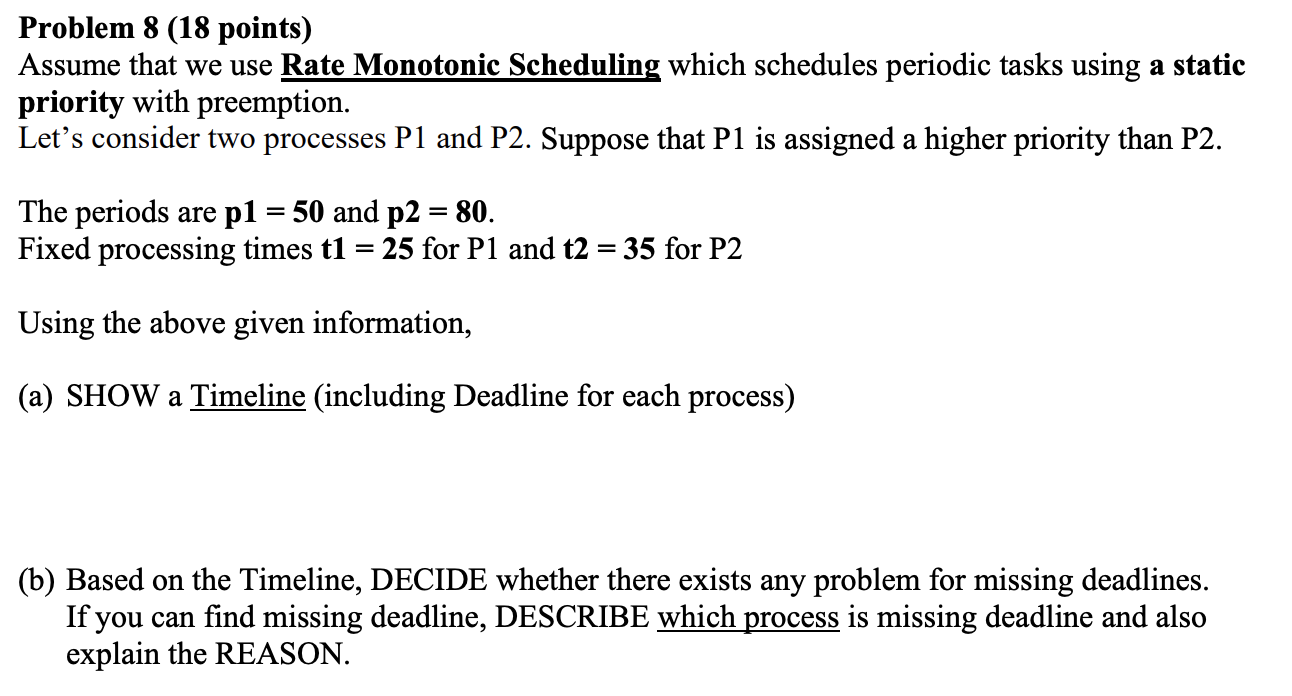 Solved Problem 8 (18 points) Assume that we use Rate | Chegg.com