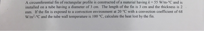 Solved A circumferential fin of rectangular profile is | Chegg.com