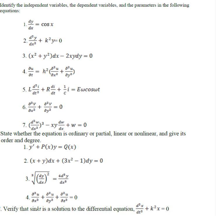 Solved Identify the independent variables, the dependent | Chegg.com