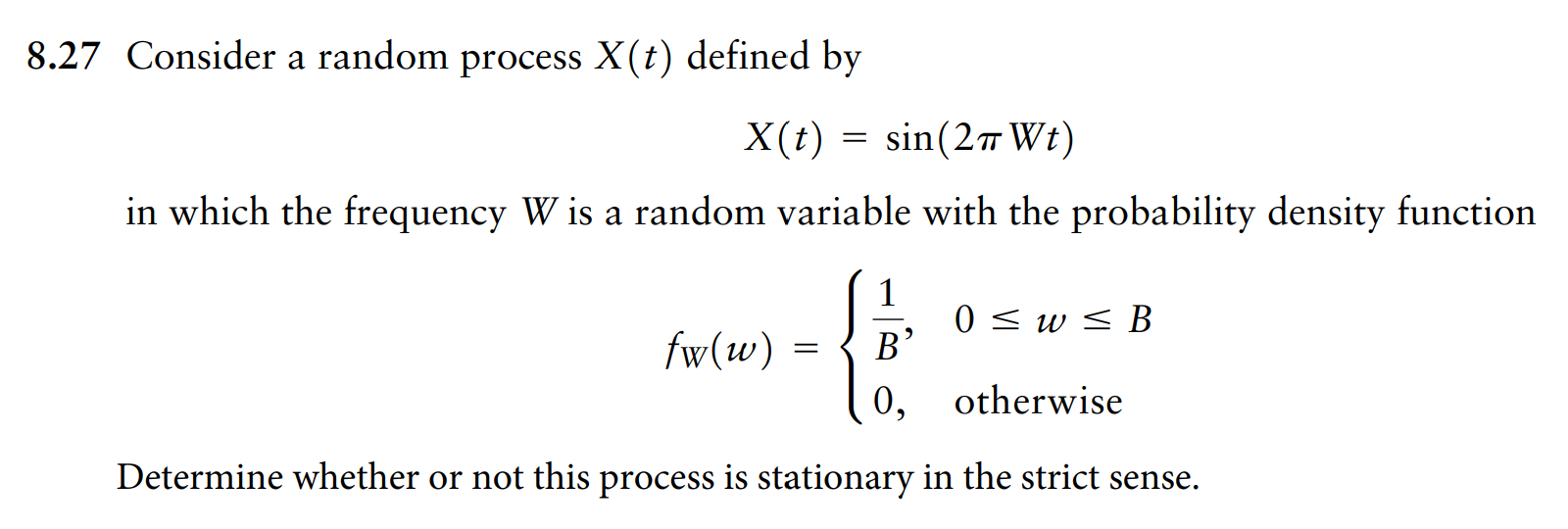 Solved 8.27 Consider a random process X(t) defined by | Chegg.com