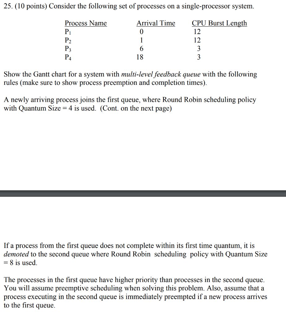 25. (10 points) Consider the following set of | Chegg.com