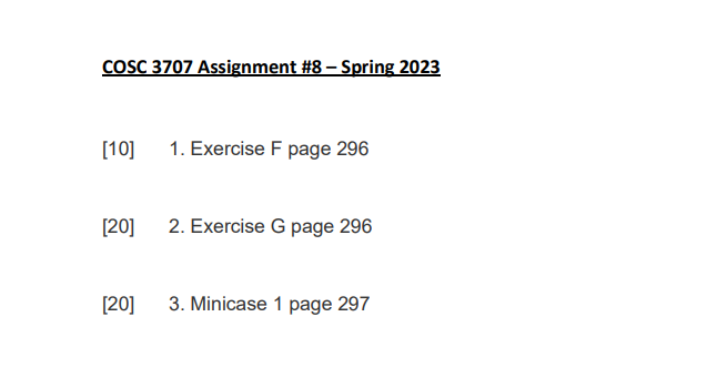 Solved Assignment \#8 1. Exercise F page 296 2. Exercise G | Chegg.com
