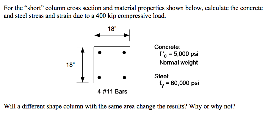 Solved For the "short" column cross section and material | Chegg.com