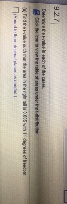 Solved 9.2.7 Determine the t-value in each of the cases | Chegg.com