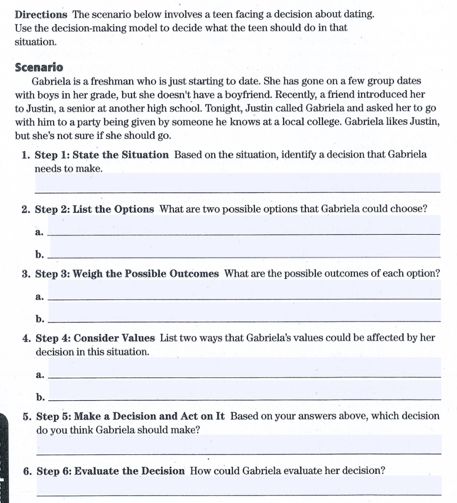 Solved Directions The scenario below involves a teen facing | Chegg.com